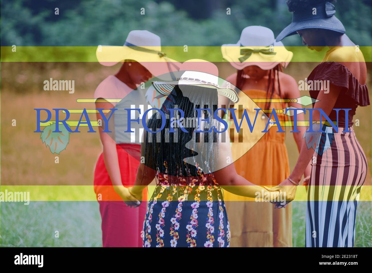 Pray for Eswatini. Group of four african women holding hands and ...