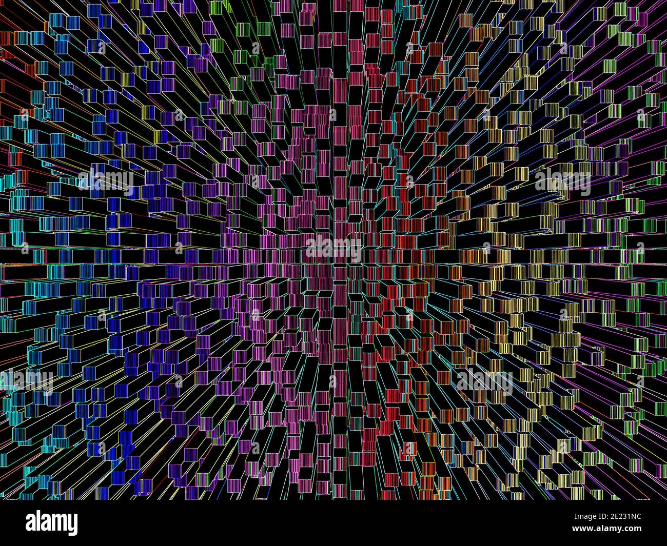 Abstract background with colorful pixelated cubes and patterns Stock ...