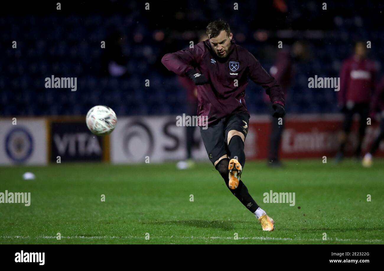 West Ham United's Andriy Yarmolenko warming up before the Emirates FA ...