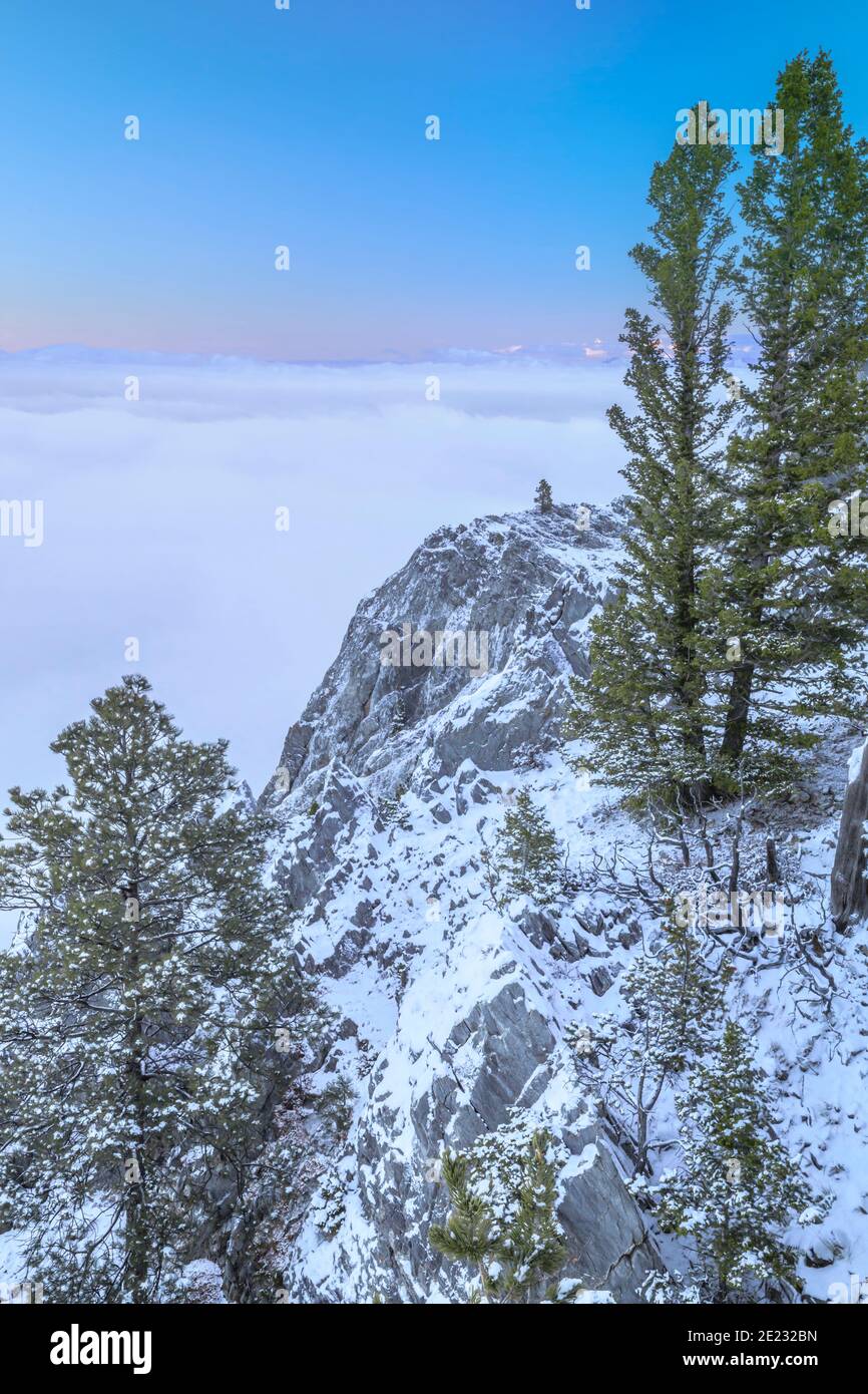 fog over the helena valley in winter viewed from mount helena city park ...