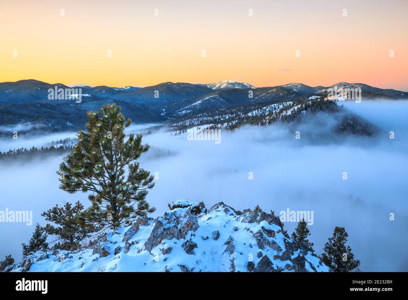 valley fog in helena national forest viewed from mount helena city park ...