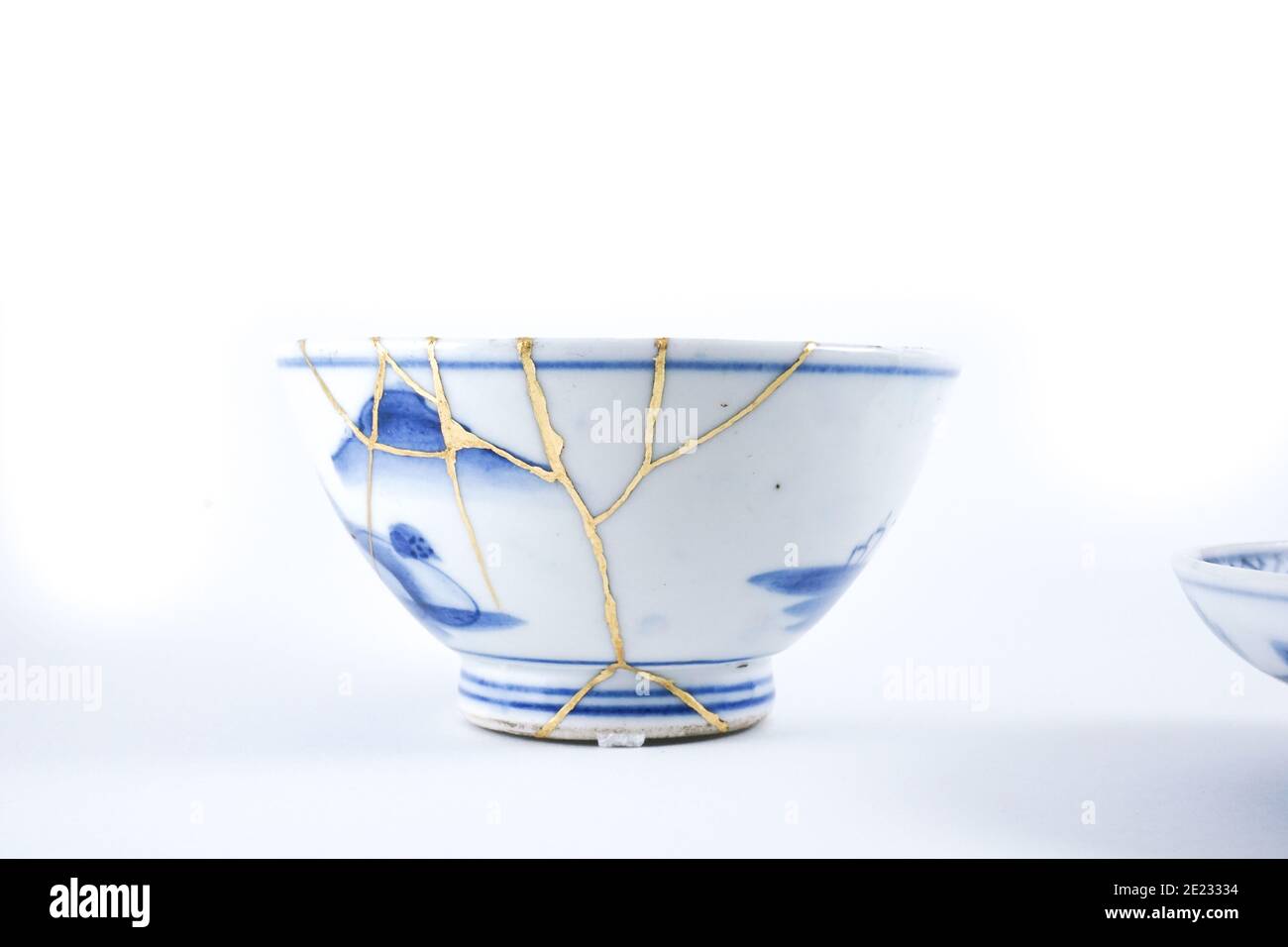 Kintsugi, Japanese Blue and white bowl Stock Photo - Alamy