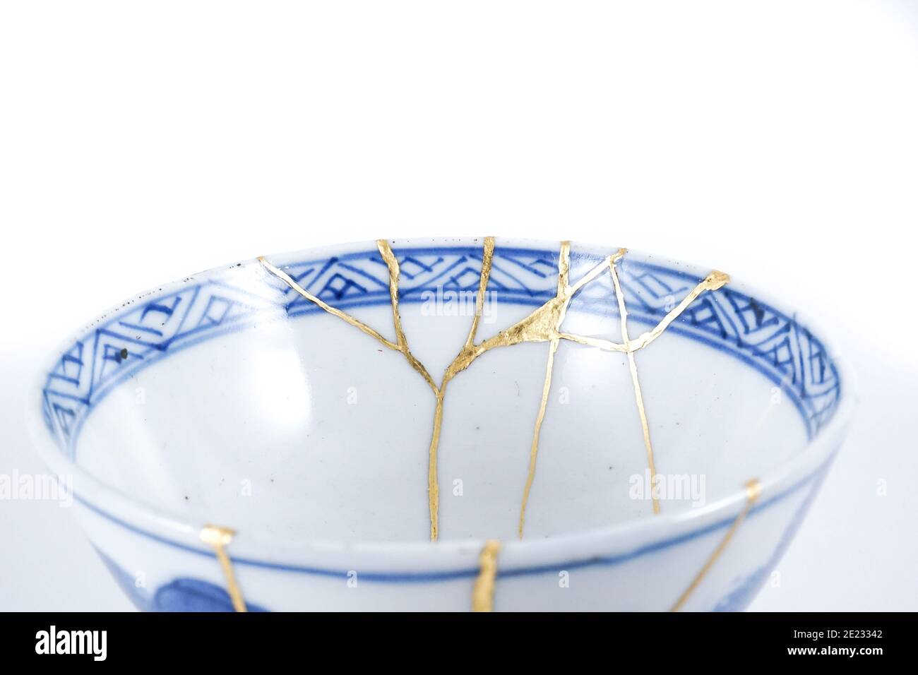 Kintsugi, Japanese Blue and white bowl Stock Photo - Alamy