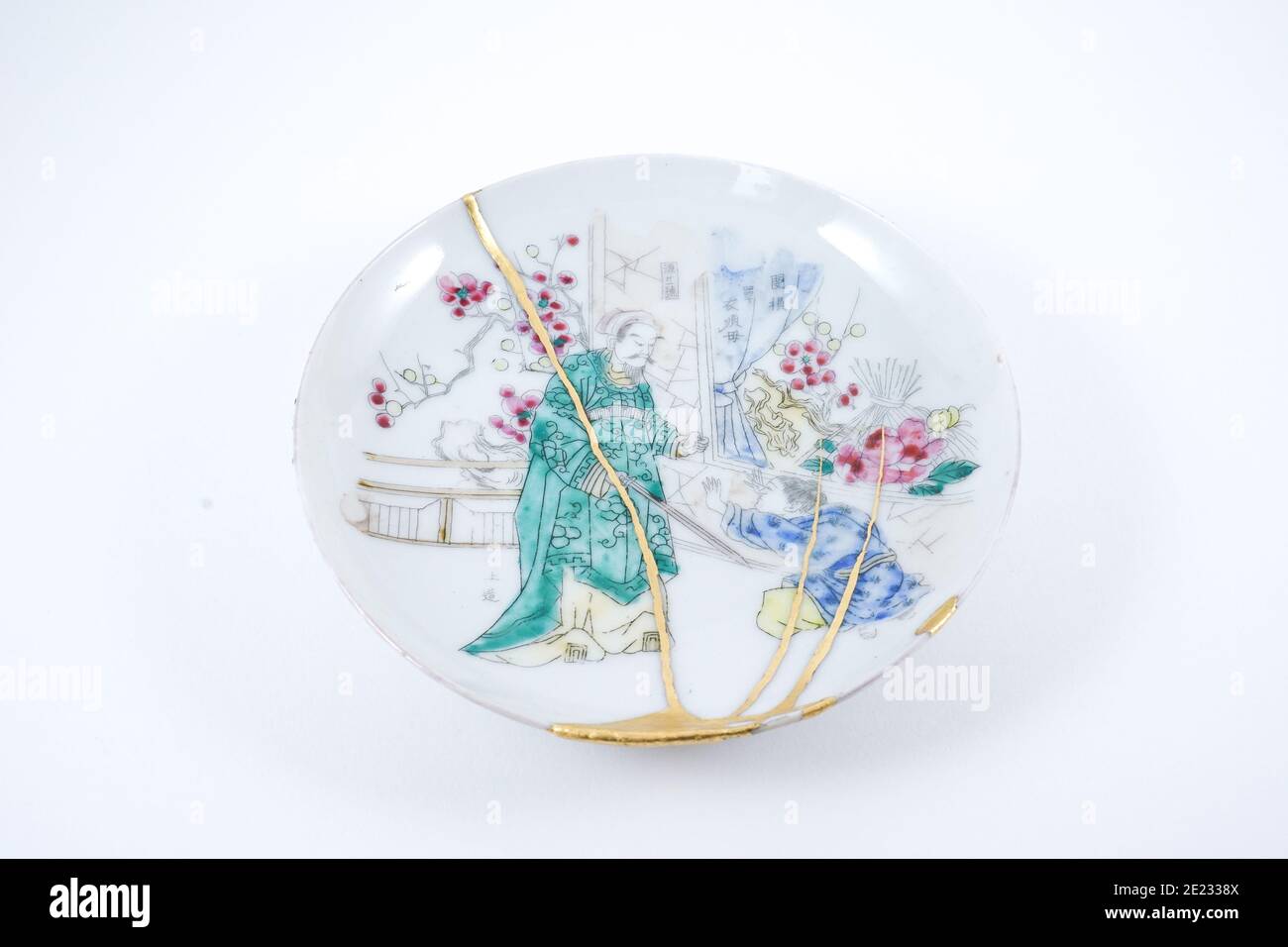 Chinese antique Kintsugi, bright colours pottery Stock Photo - Alamy