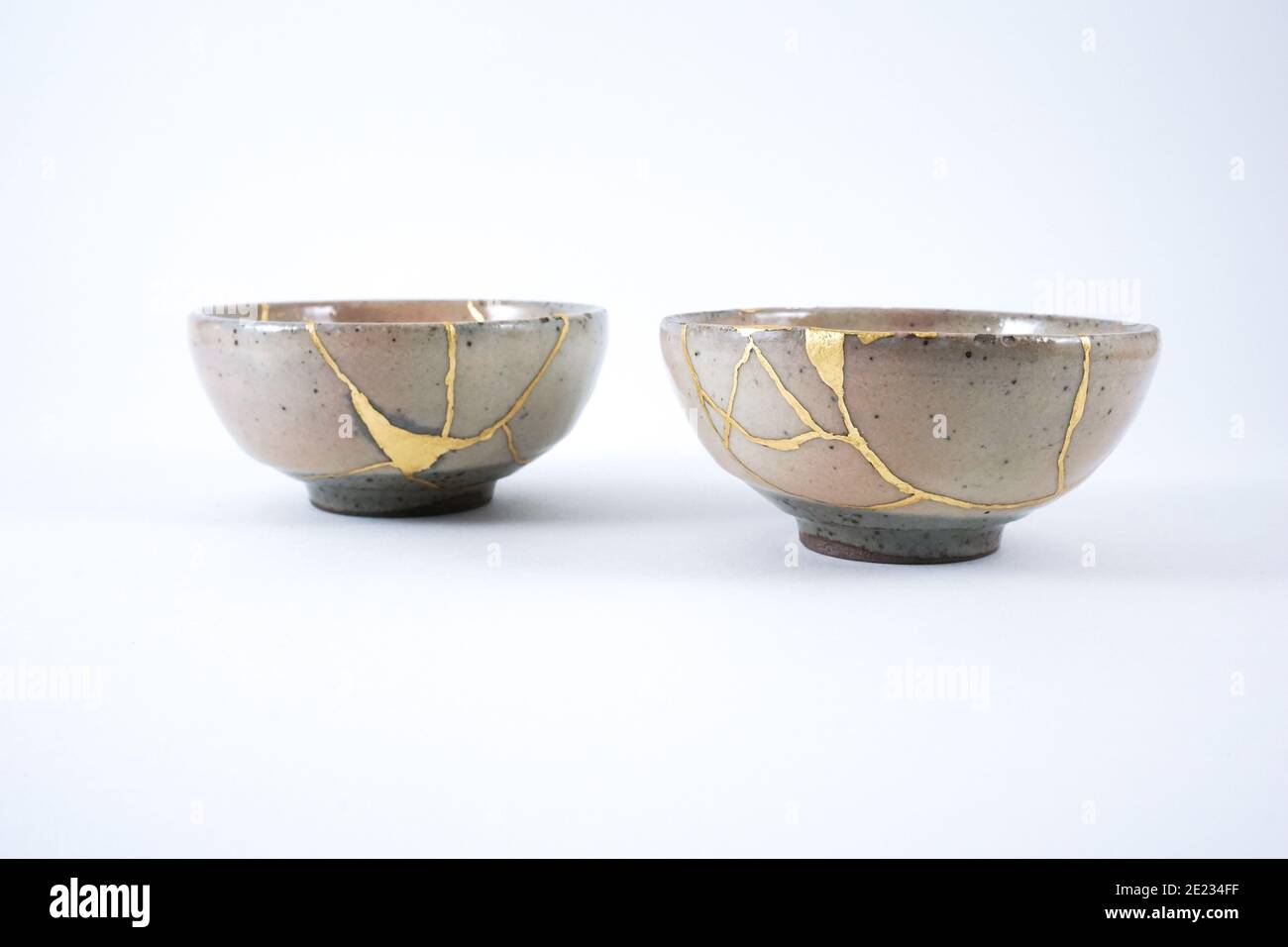 Japanese Kintsugi beige cup set Stock Photo - Alamy