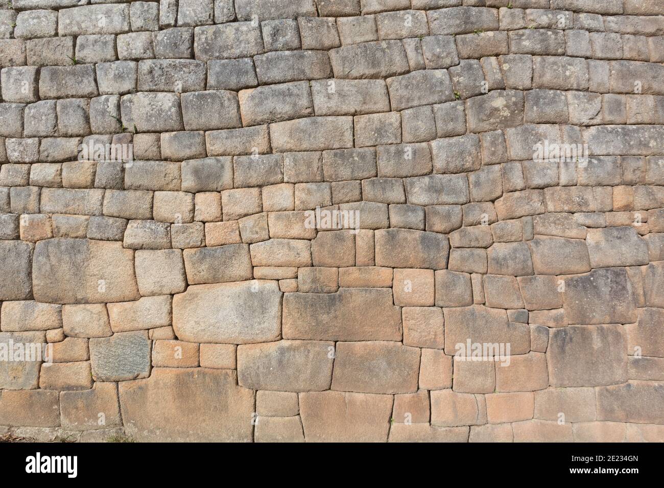 A wall of the The Incan ruins of Machu Picchu, a UNESCO World Heritage ...