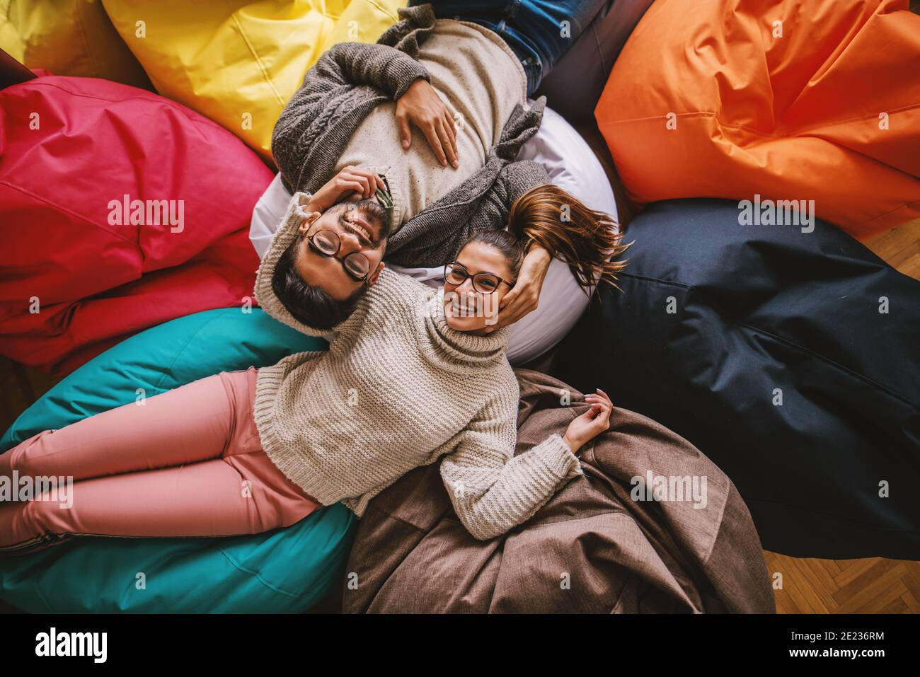 Lying on lazy bags hi-res stock photography and images - Alamy
