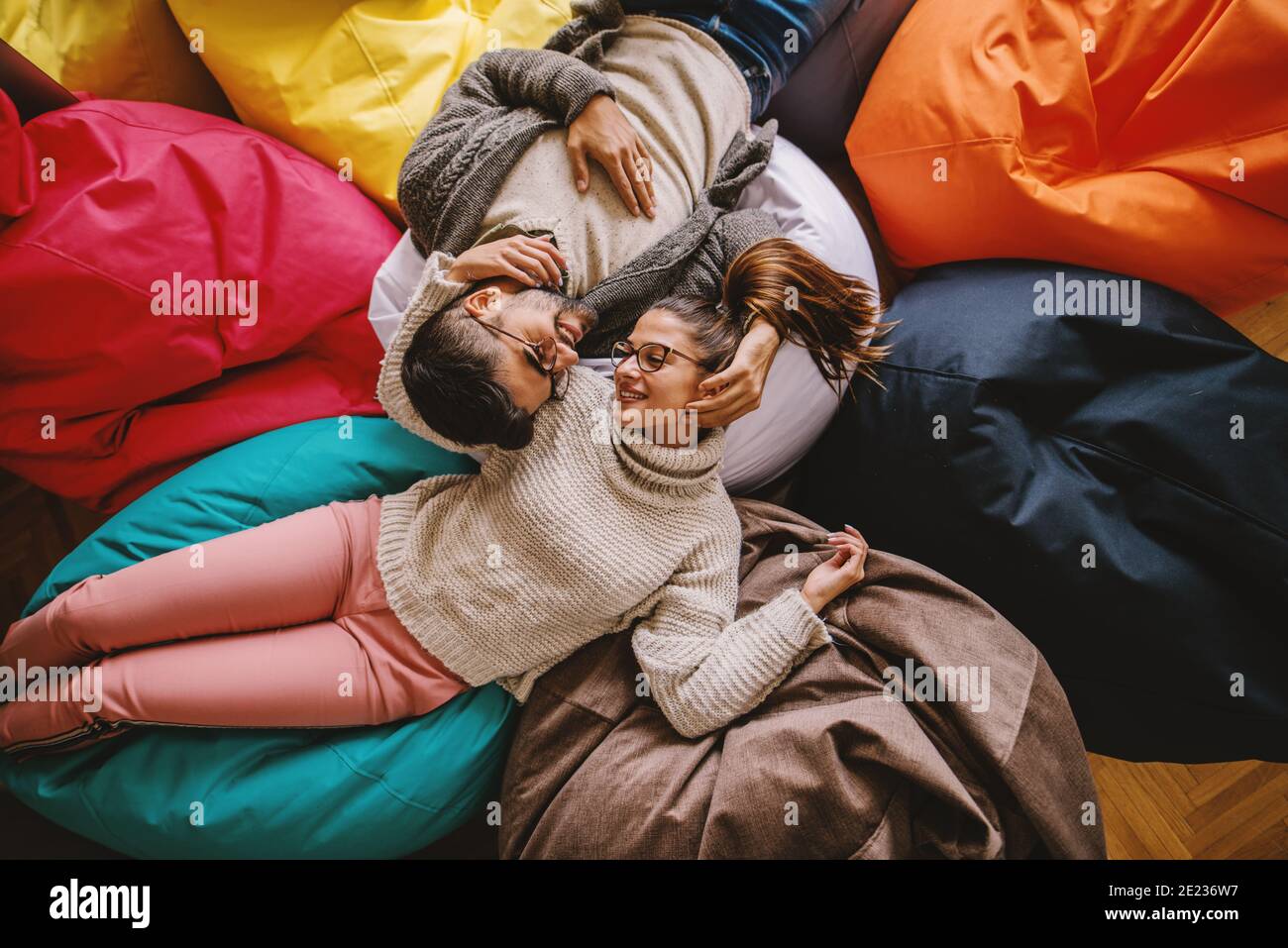 Lying on lazy bags hi-res stock photography and images - Alamy