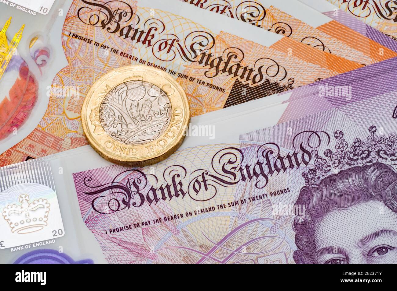 Britsih currency - close-up image of stacks of one pound coins placed ...