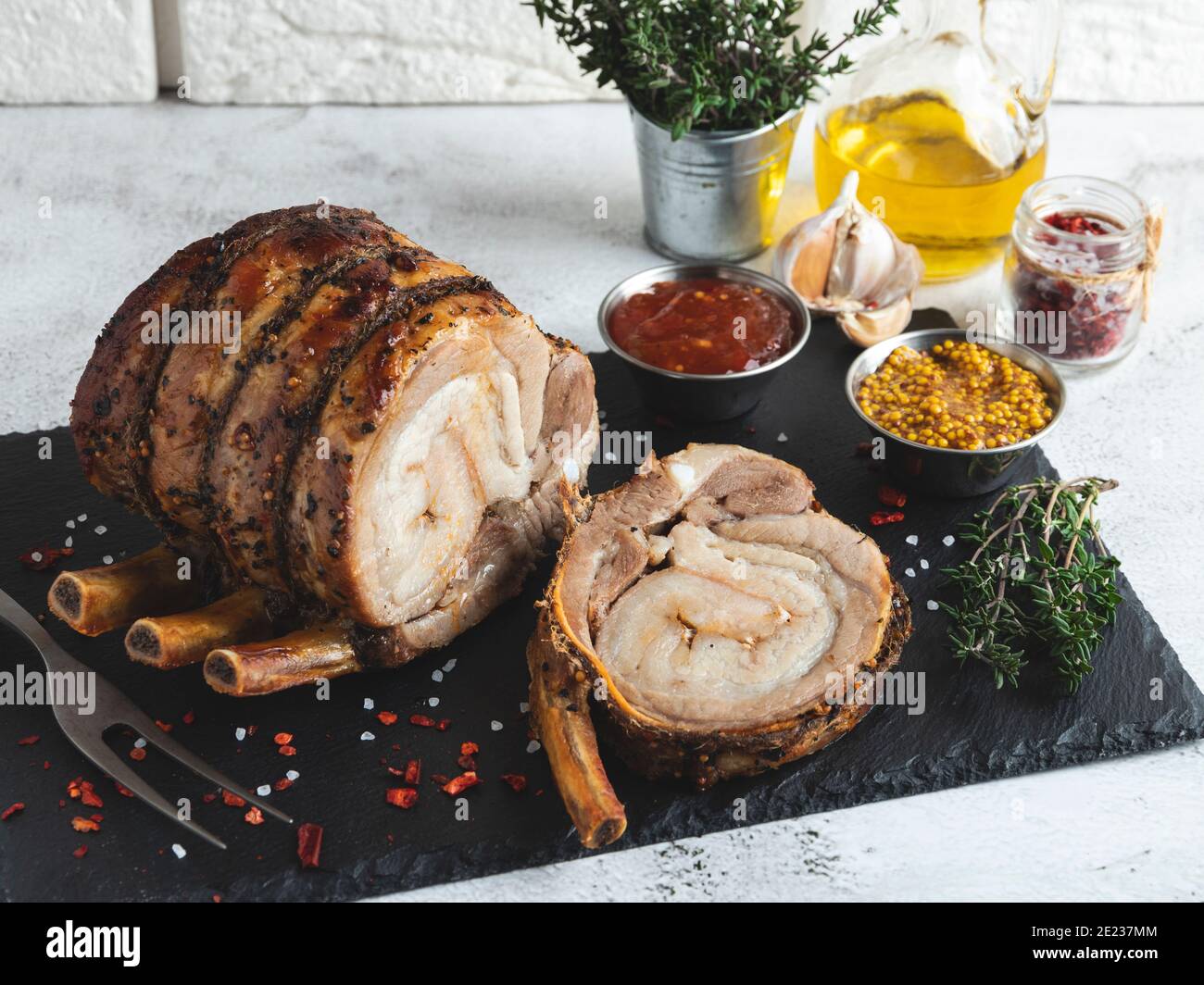 Rolled cut roast beef Rump, pork, lamb, in red marinate, meat roll ...