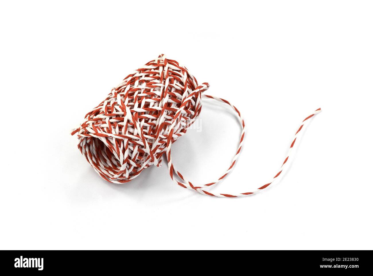 Red and white paper ribbon roll isolated on white background Stock ...