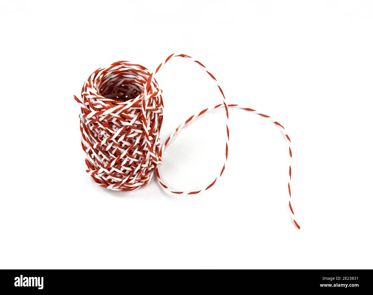 Red and white paper ribbon roll isolated on white background Stock ...