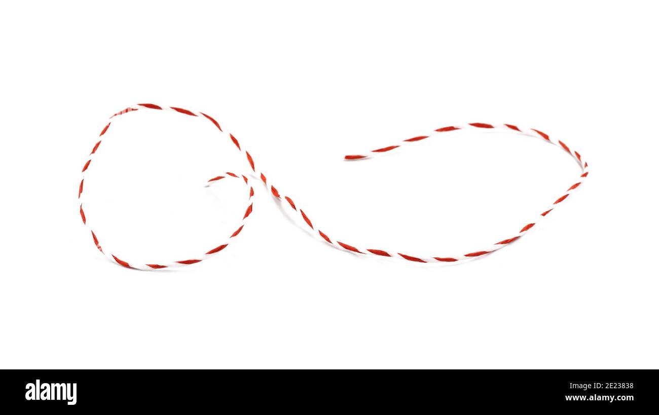 Red and white paper ribbon roll isolated on white background Stock ...