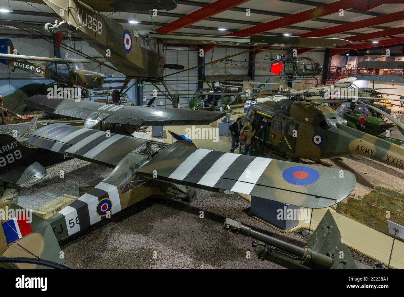 General view of army aircraft on display at the Army Flying Museum, a ...