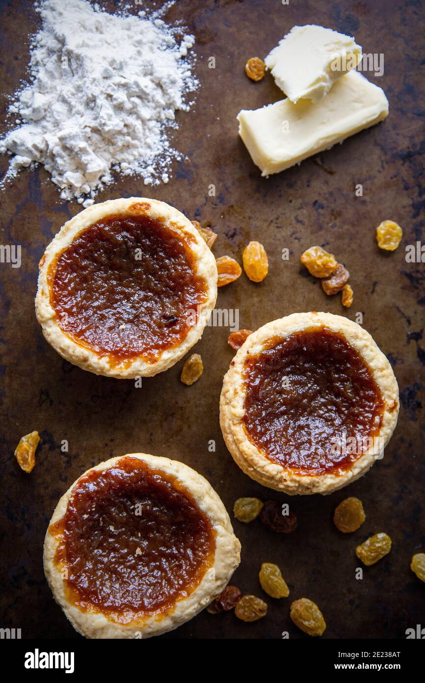 Canadian Butter And Raisin Tarts A Speciality Dessert Of Canada Stock ...