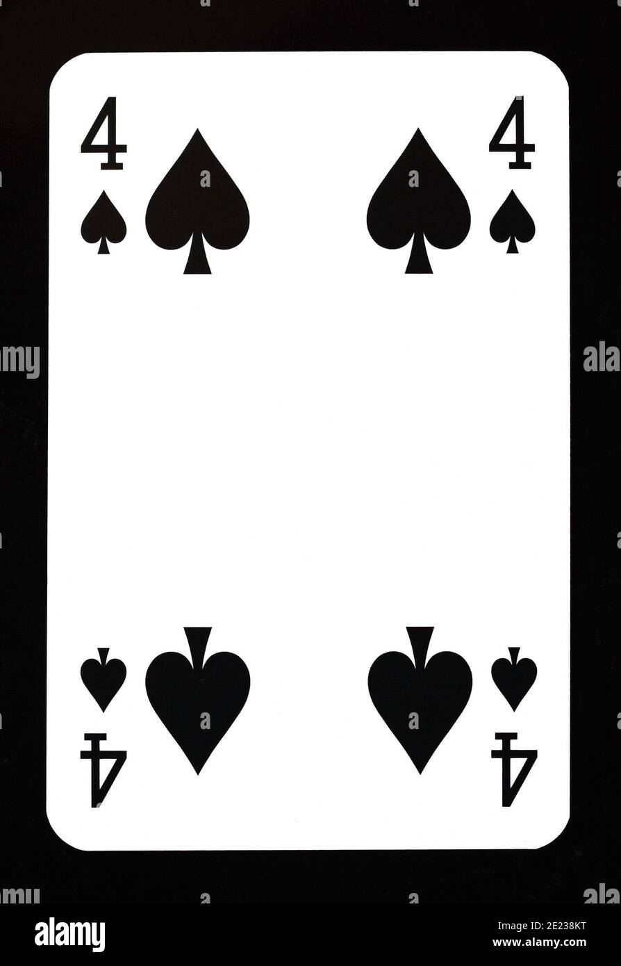Four of spades playing card, isolated on black background Stock Photo ...