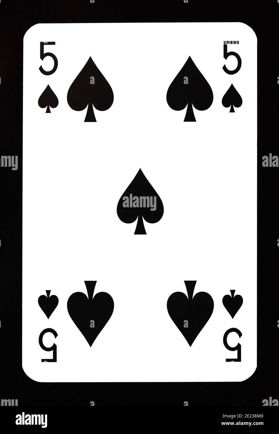 Five of spades playing card, isolated on black background Stock Photo ...