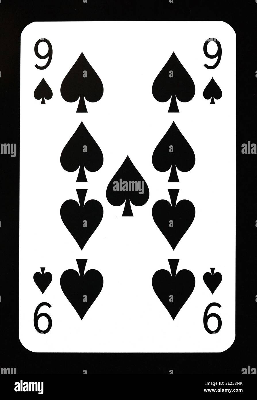 Nine of spades playing card, isolated on black background Stock Photo ...
