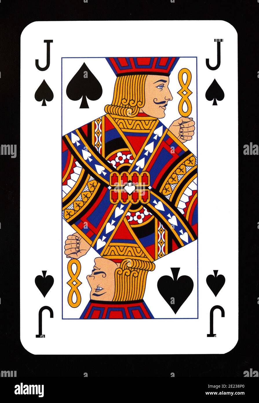 Jack of spades playing card, isolated on black background Stock Photo ...