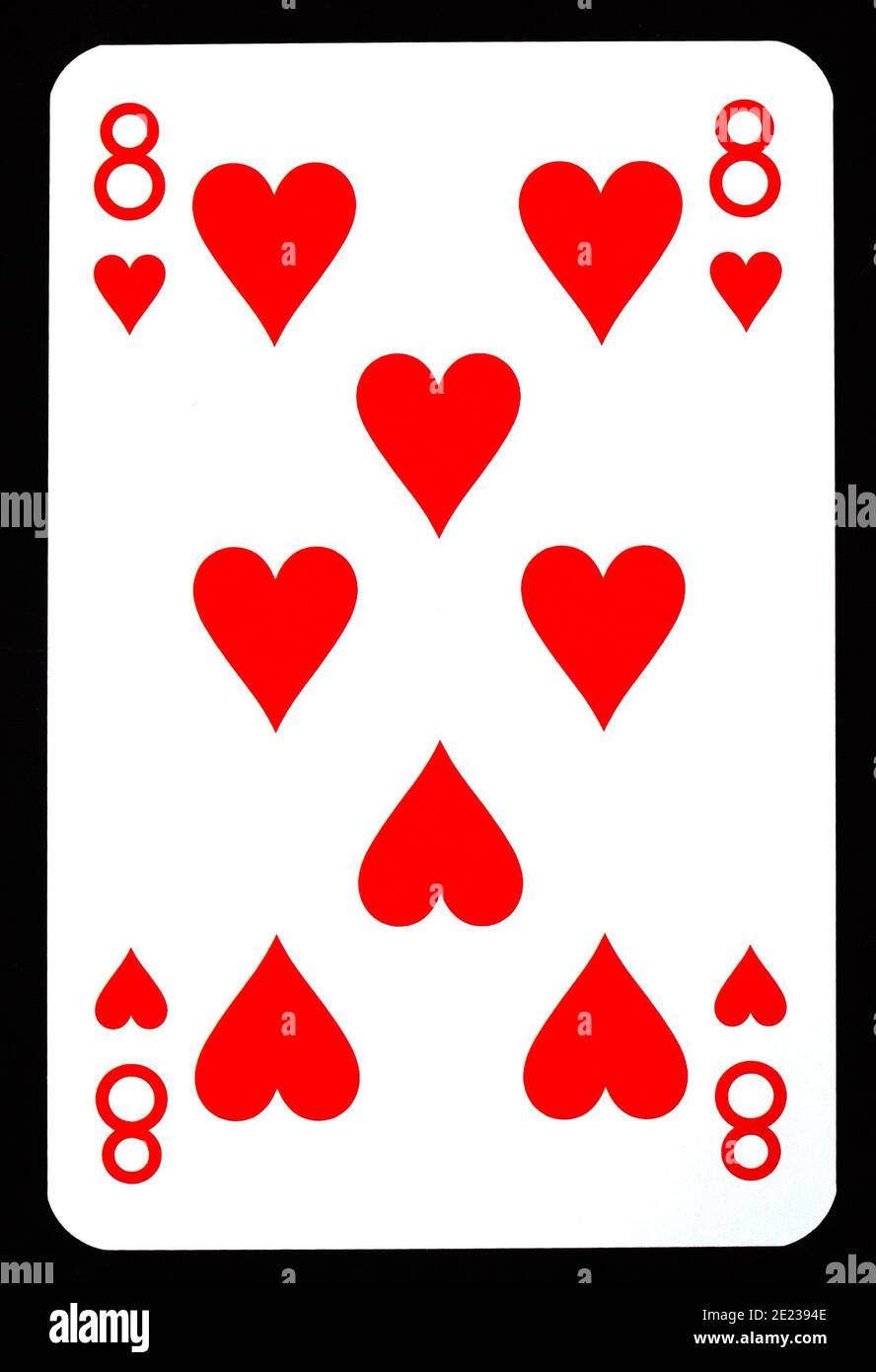 Eight of hearts playing card isolated on black Stock Photo - Alamy
