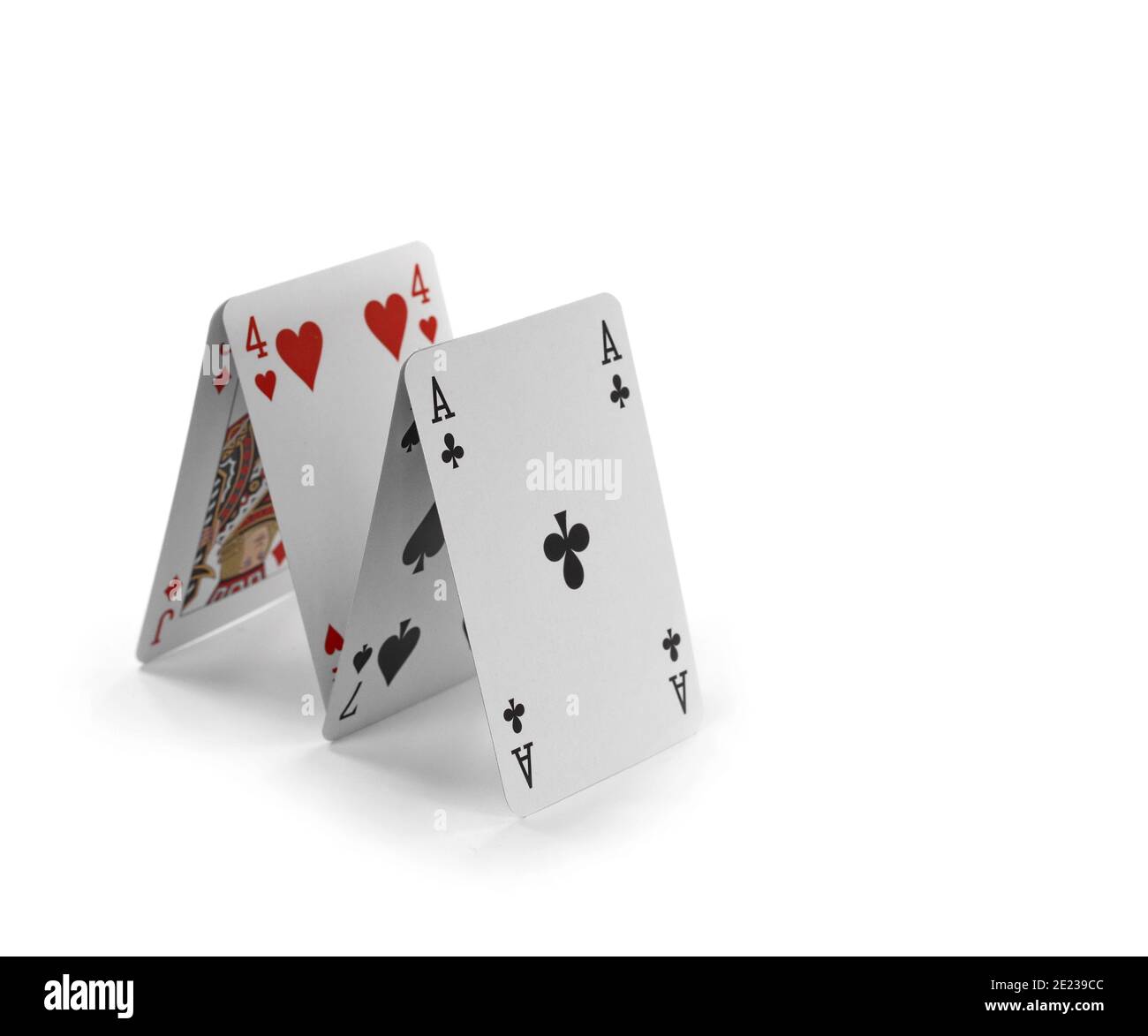 House of playing card isolated on white background Stock Photo - Alamy