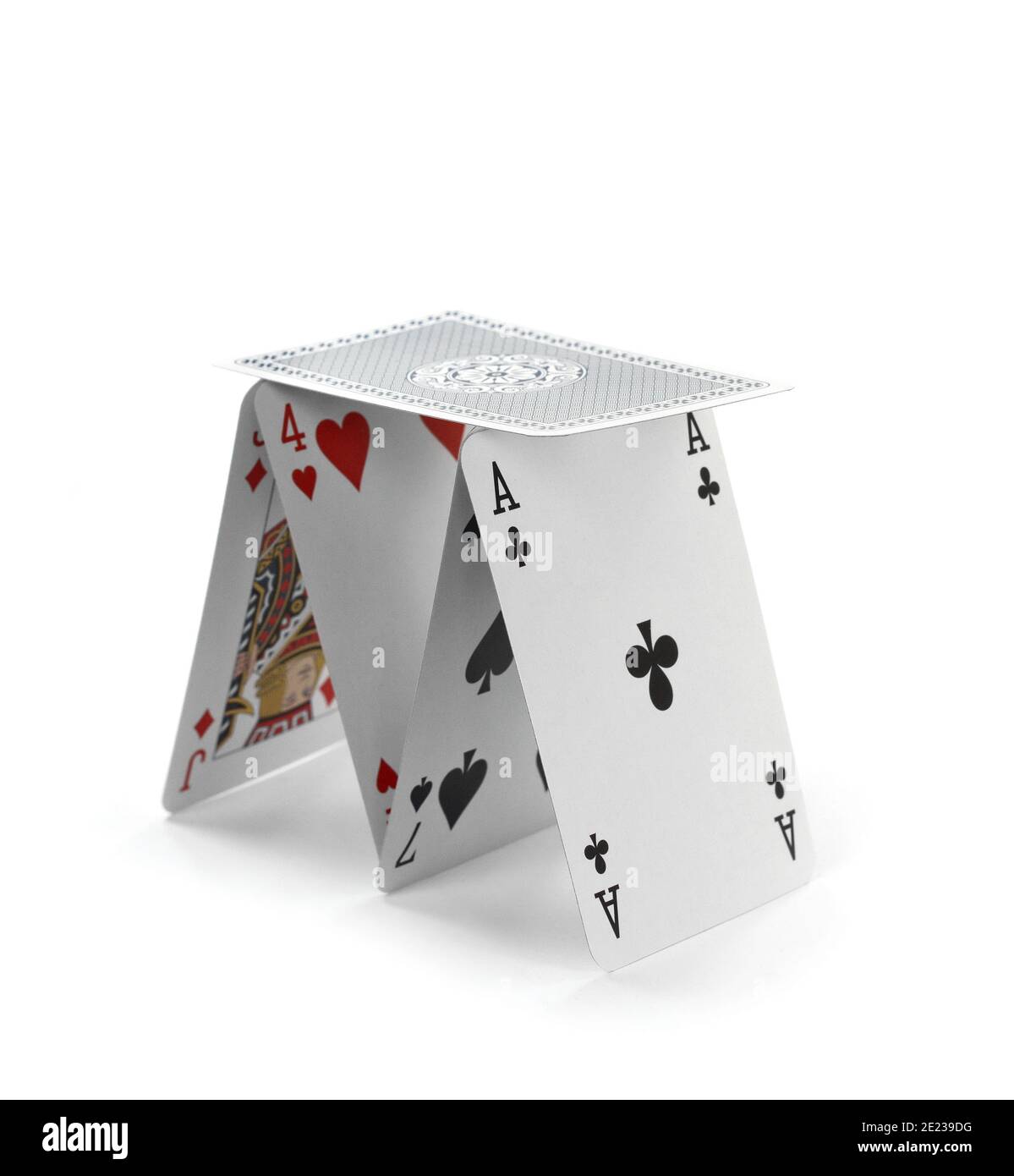 House of playing card isolated on white background Stock Photo - Alamy
