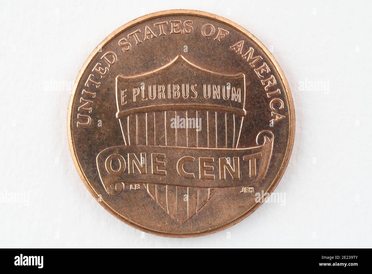 USA one cent coin currancy. Isolated on white background. Macro image ...