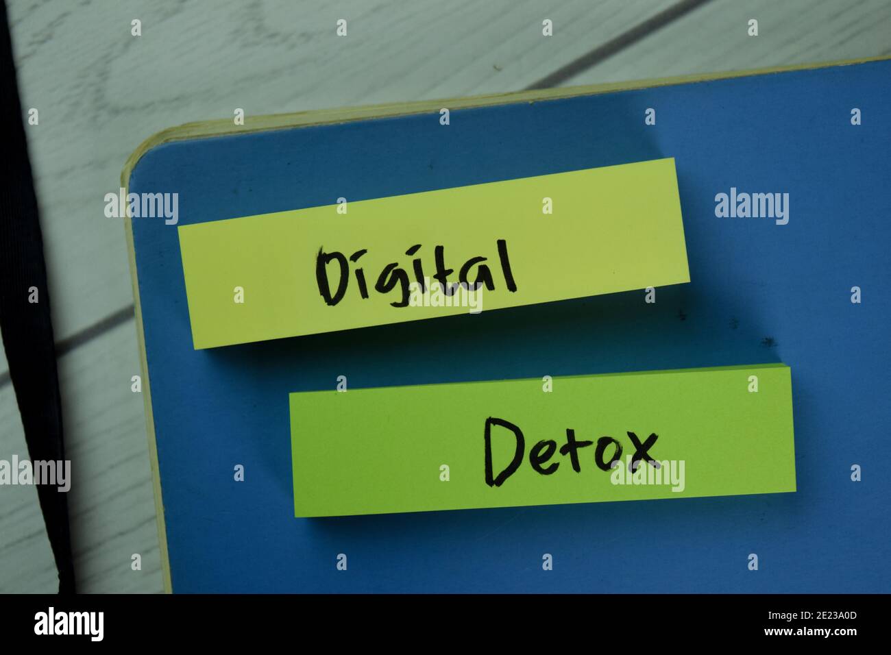 Digital Detox write on sticky notes isolated on Wooden Table Stock ...