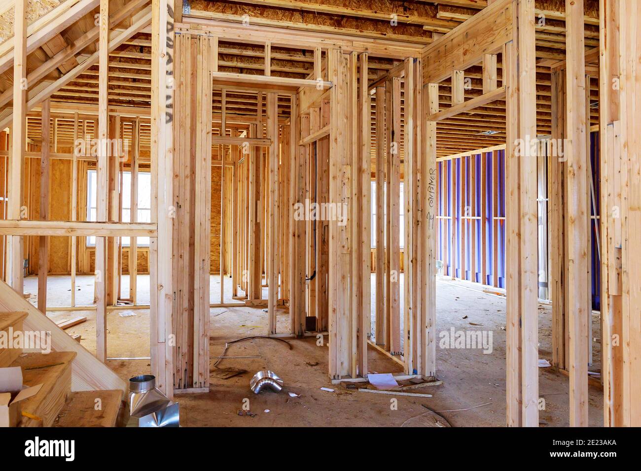 Framing beam of new house under construction home beam construction ...