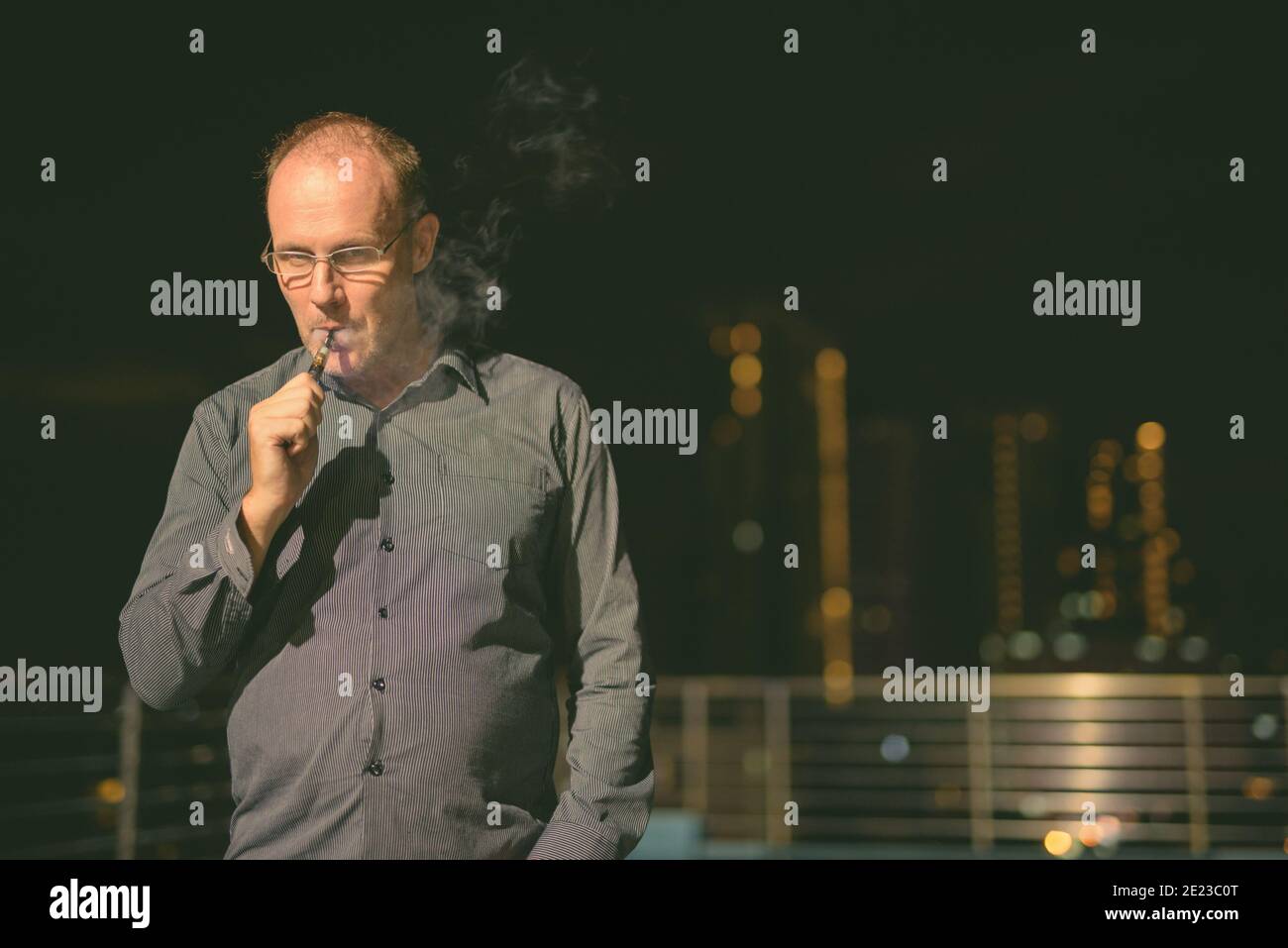 Rooftop Smoking Cigar