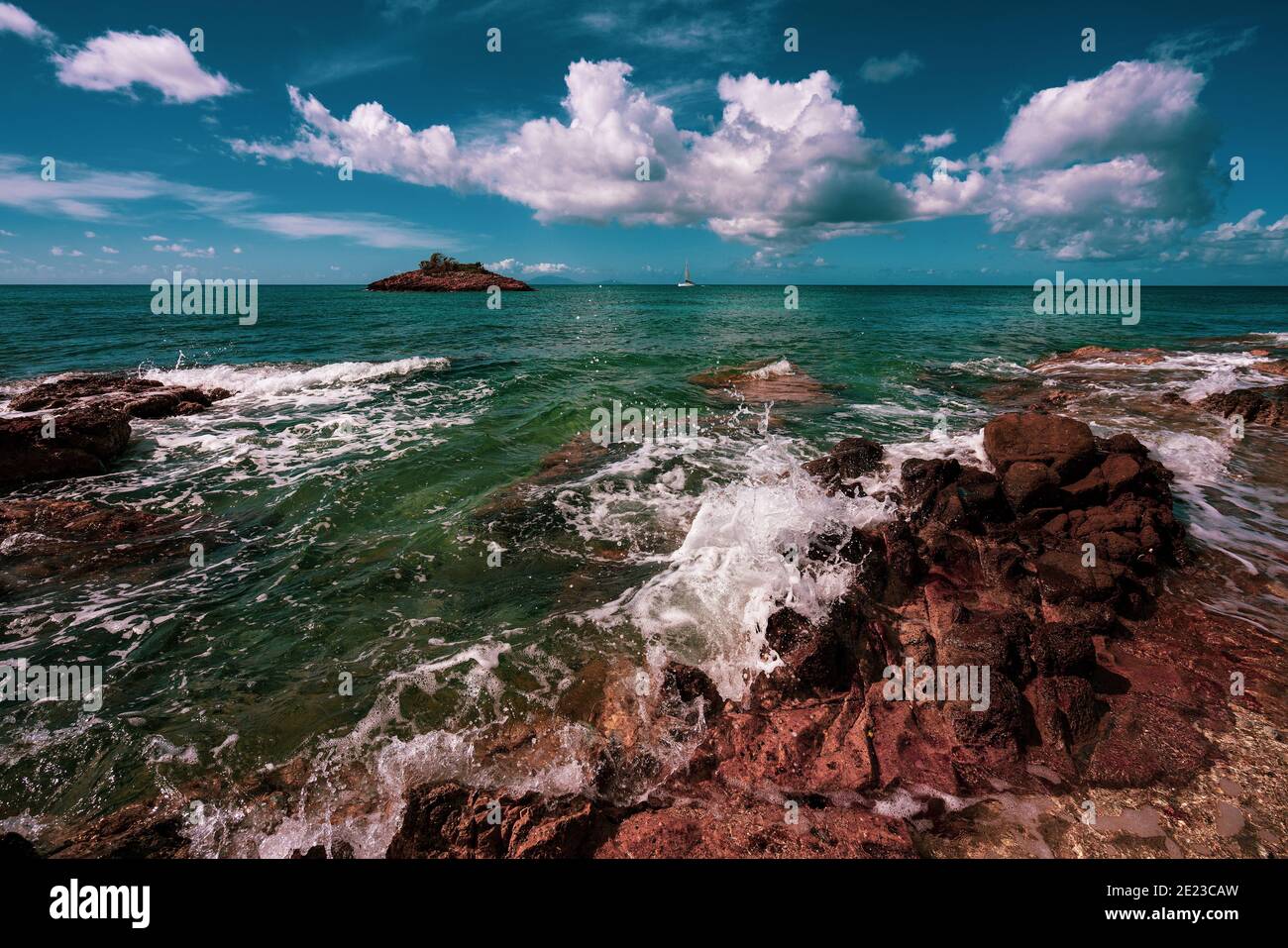 The Caribbean Sea on Antigua and Barbuda Beach Stock Photo - Alamy