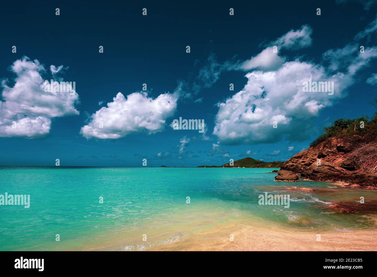 The Caribbean Sea on Antigua and Barbuda Beach Stock Photo - Alamy