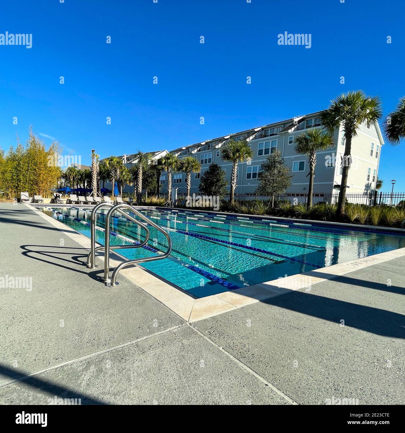 Orlando, FL USA - January 4, 2021: A neighborhood amenity complex lap ...