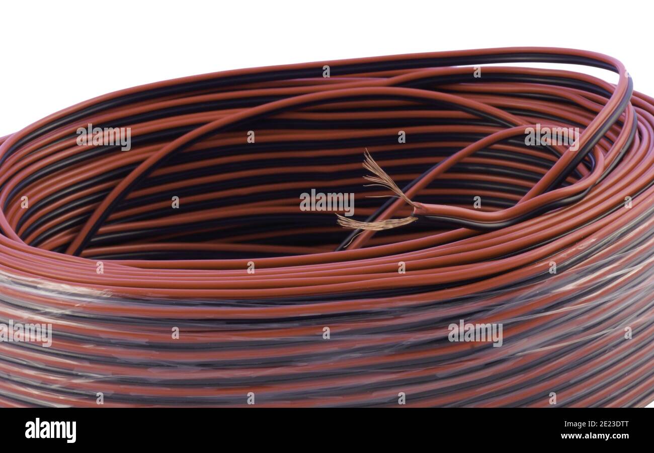 Red and black parallel cable isolated on a white background Stock Photo ...