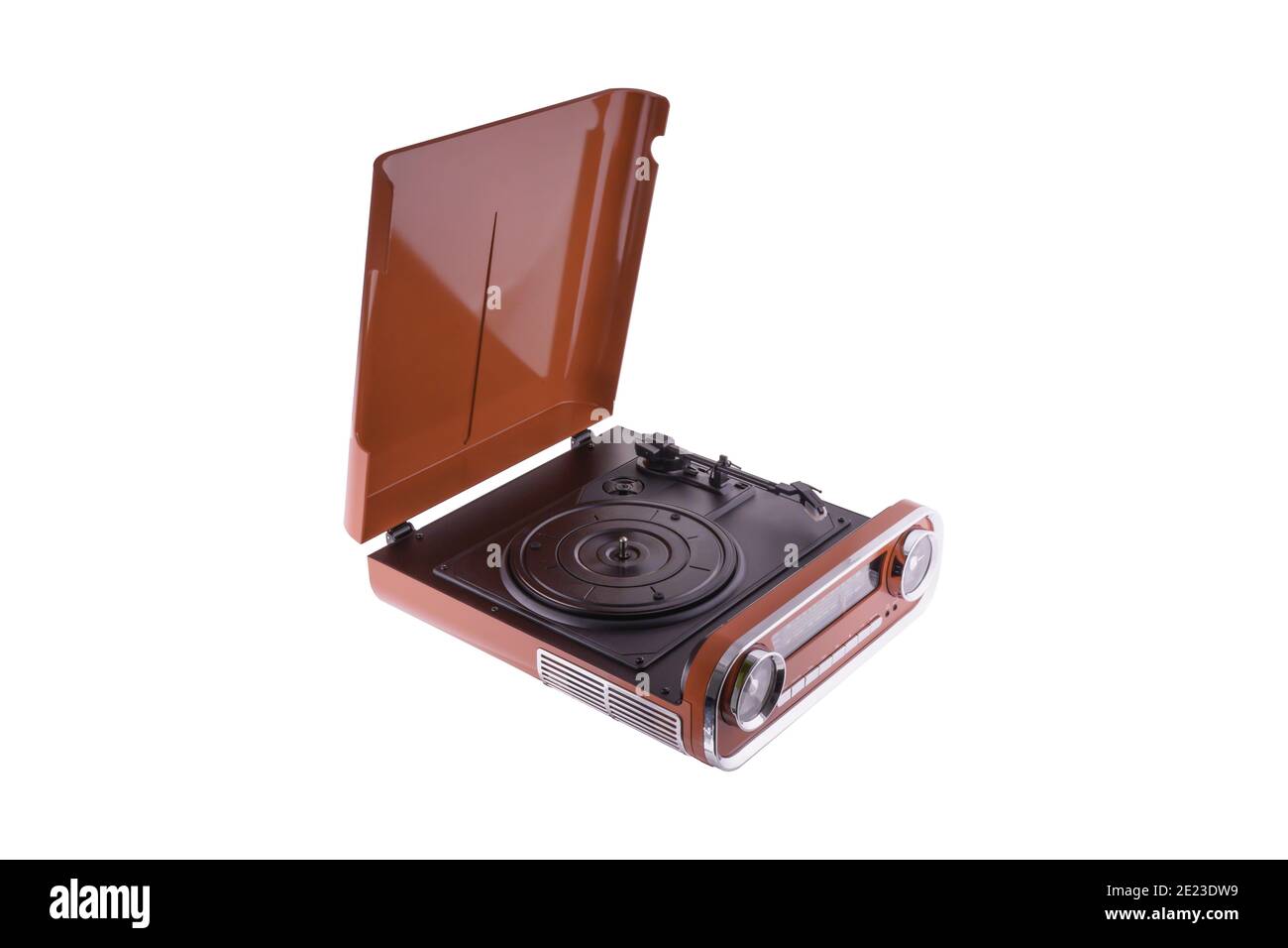 Red vintage turntable isolated on a white background Stock Photo - Alamy