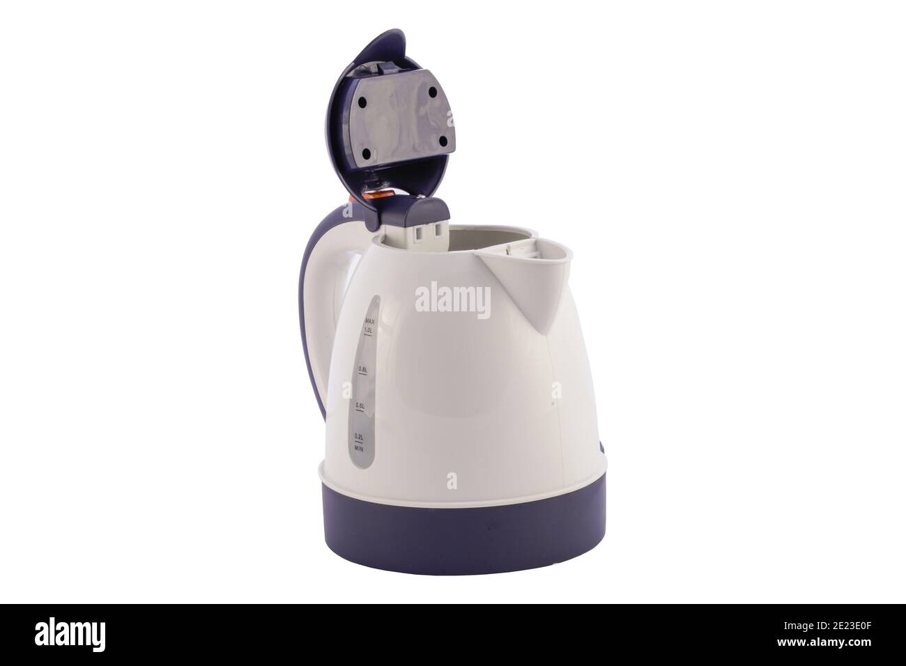 Open electric kettle on a white background Stock Photo - Alamy