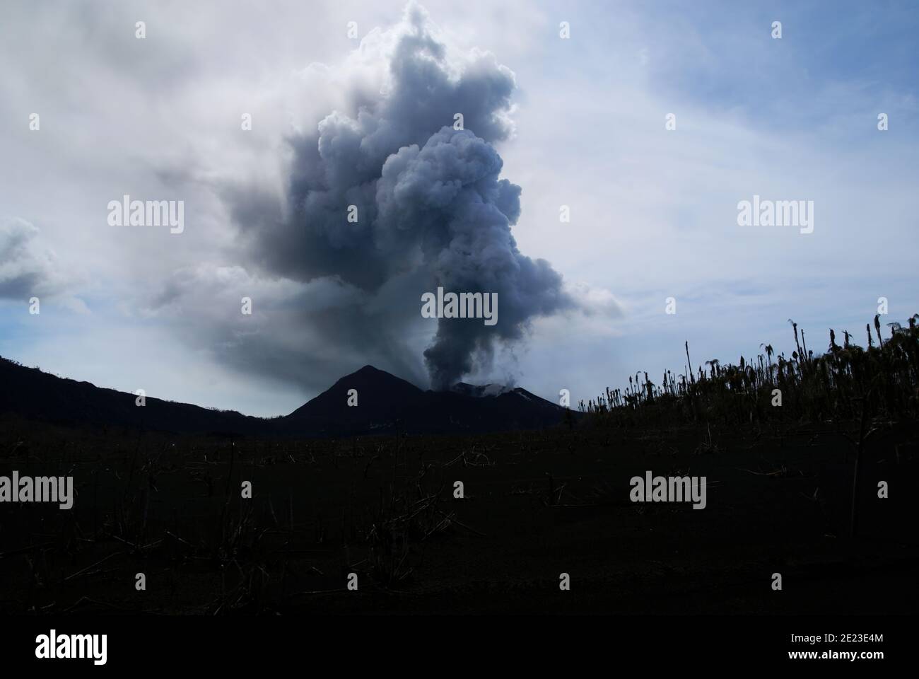 Mount Tavurvur volcano seen at a distance showing smoke and ask ...