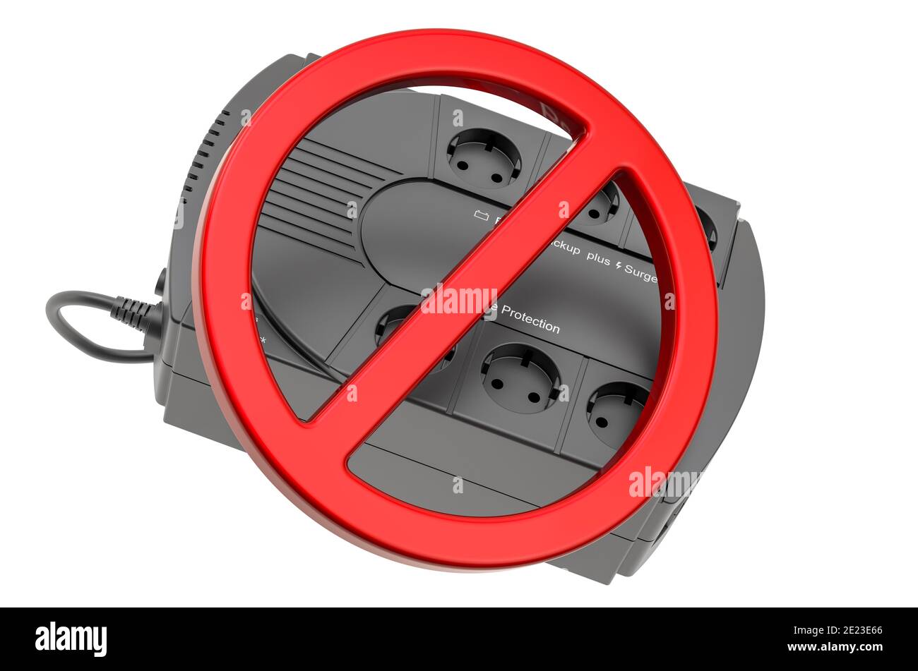 Forbidden sign with UPS. 3D rendering isolated on white background ...