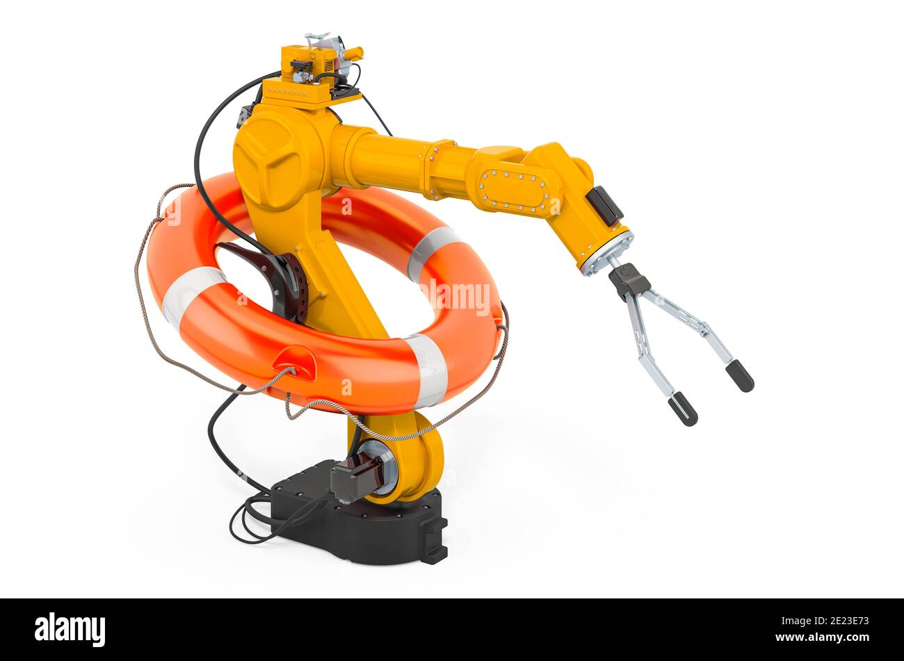 Repair and service of robotic arm, 3D rendering isolated on white ...