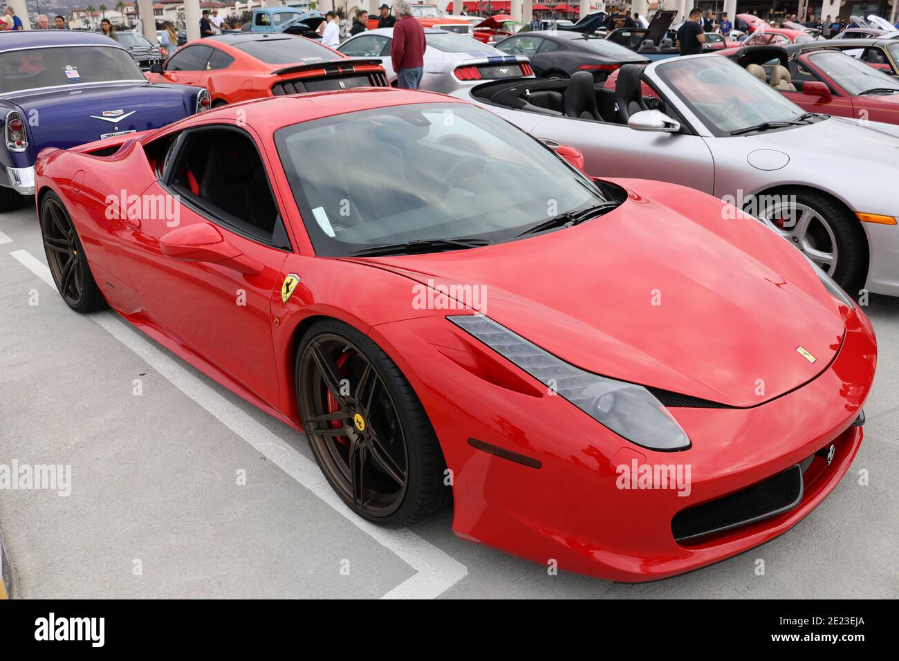 Red Ferrari at a car show Stock Photo - Alamy