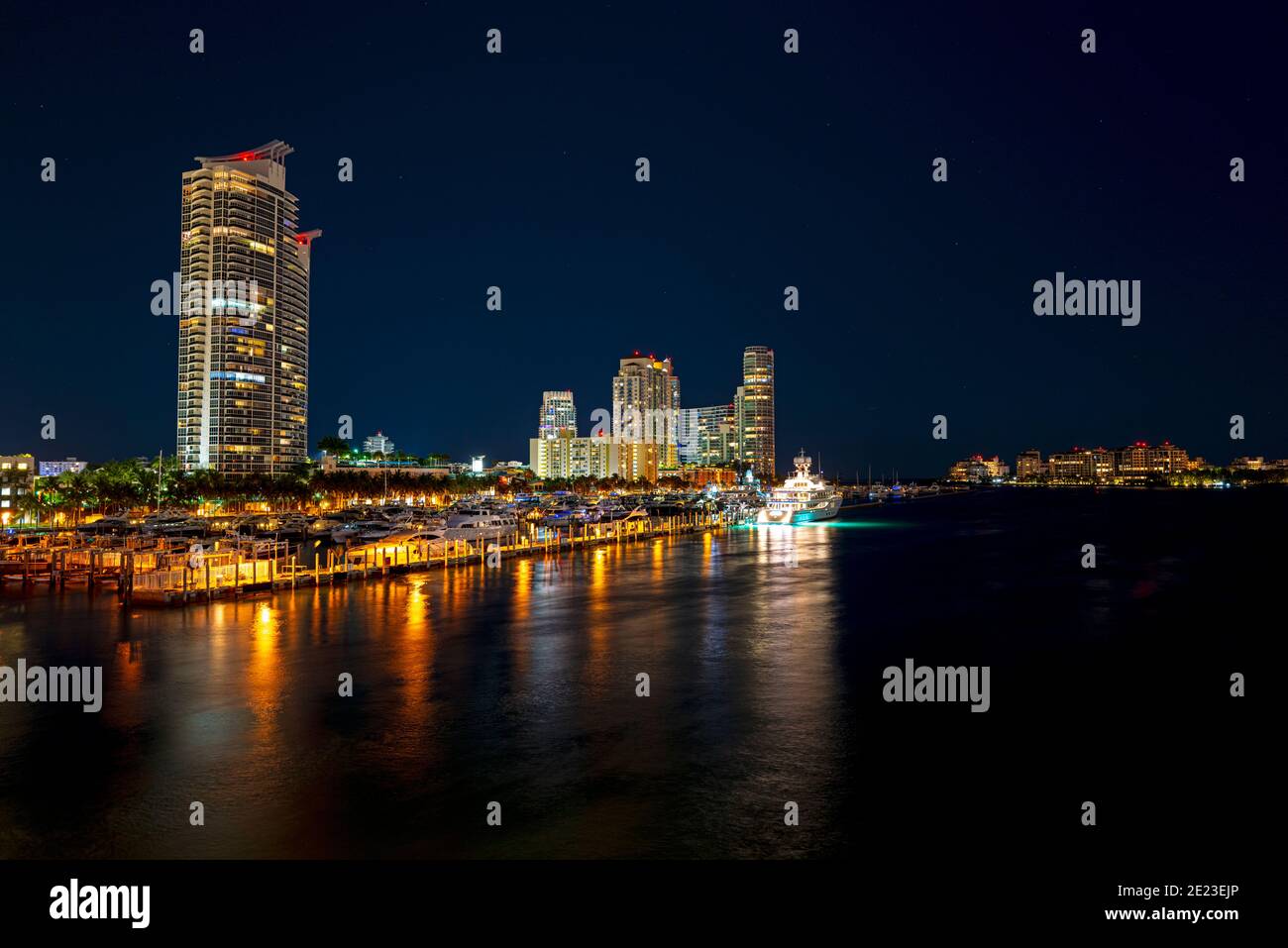 Miami city skyline. Florida. Miami skyscrapers at the night. USA Stock ...