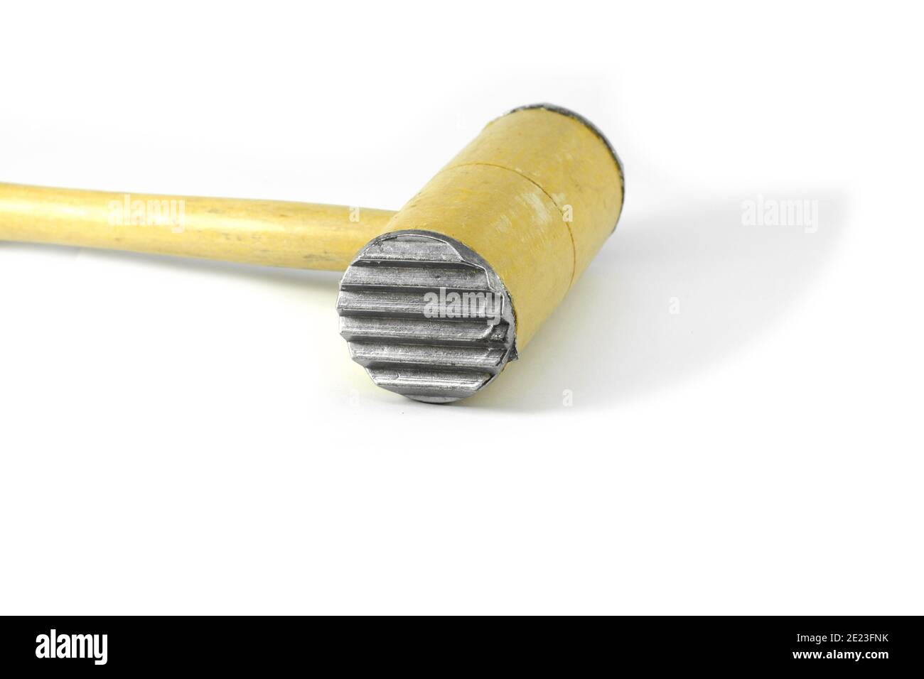 Wooden meat hammer on white background Stock Photo - Alamy