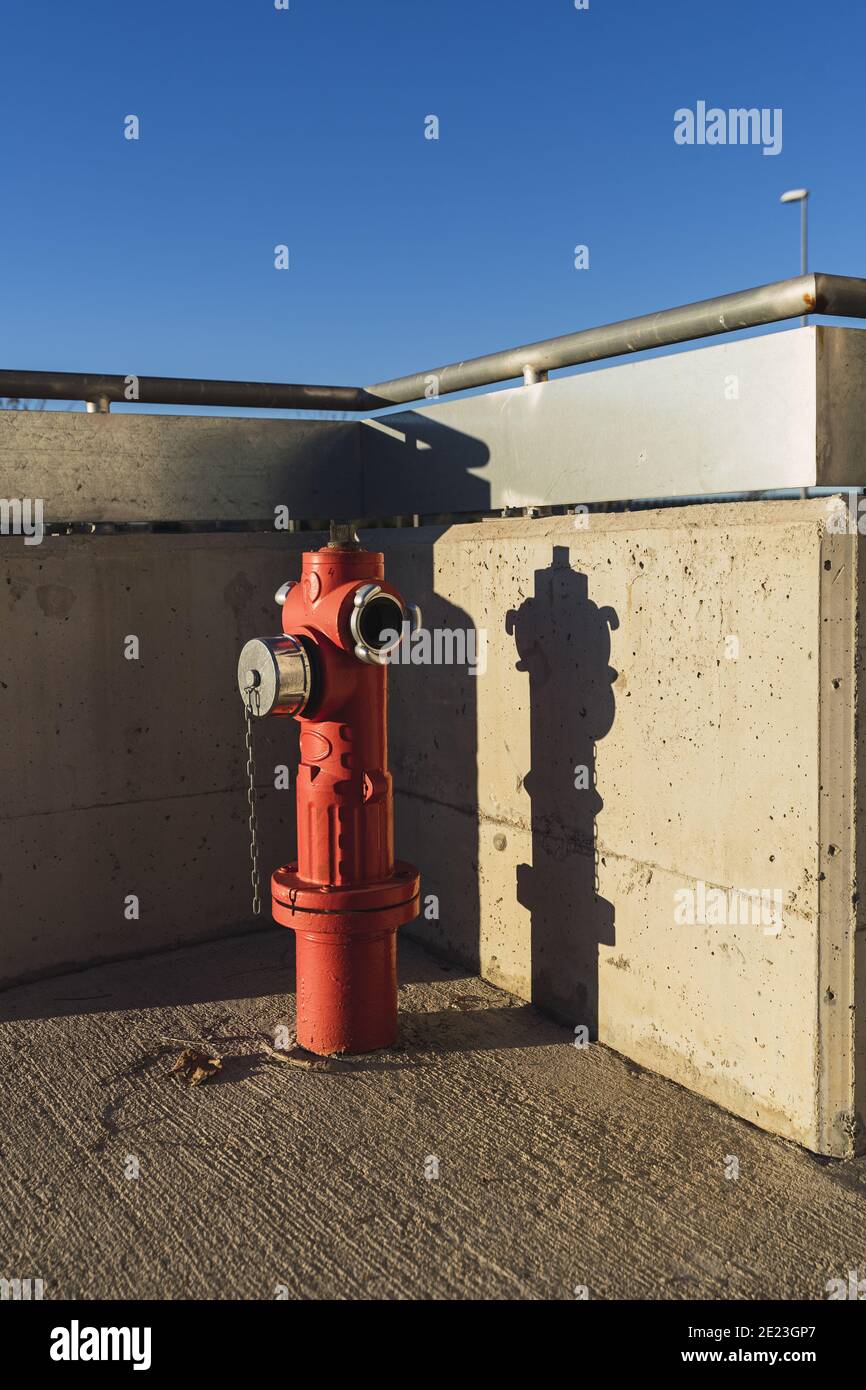 Vertical shot of a fire hydrant on the roof of a building Stock Photo ...