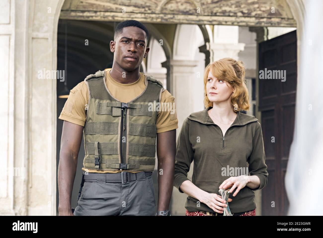 OUTSIDE THE WIRE, from left: Damson Idris, Emily Beecham, 2021. ph ...