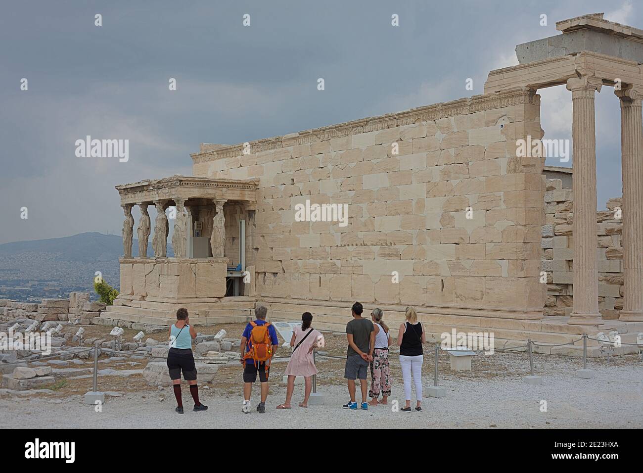 ATHENS, GREECE - Sep 20, 2019: Dramatic Acropolis of Athens, tourists ...