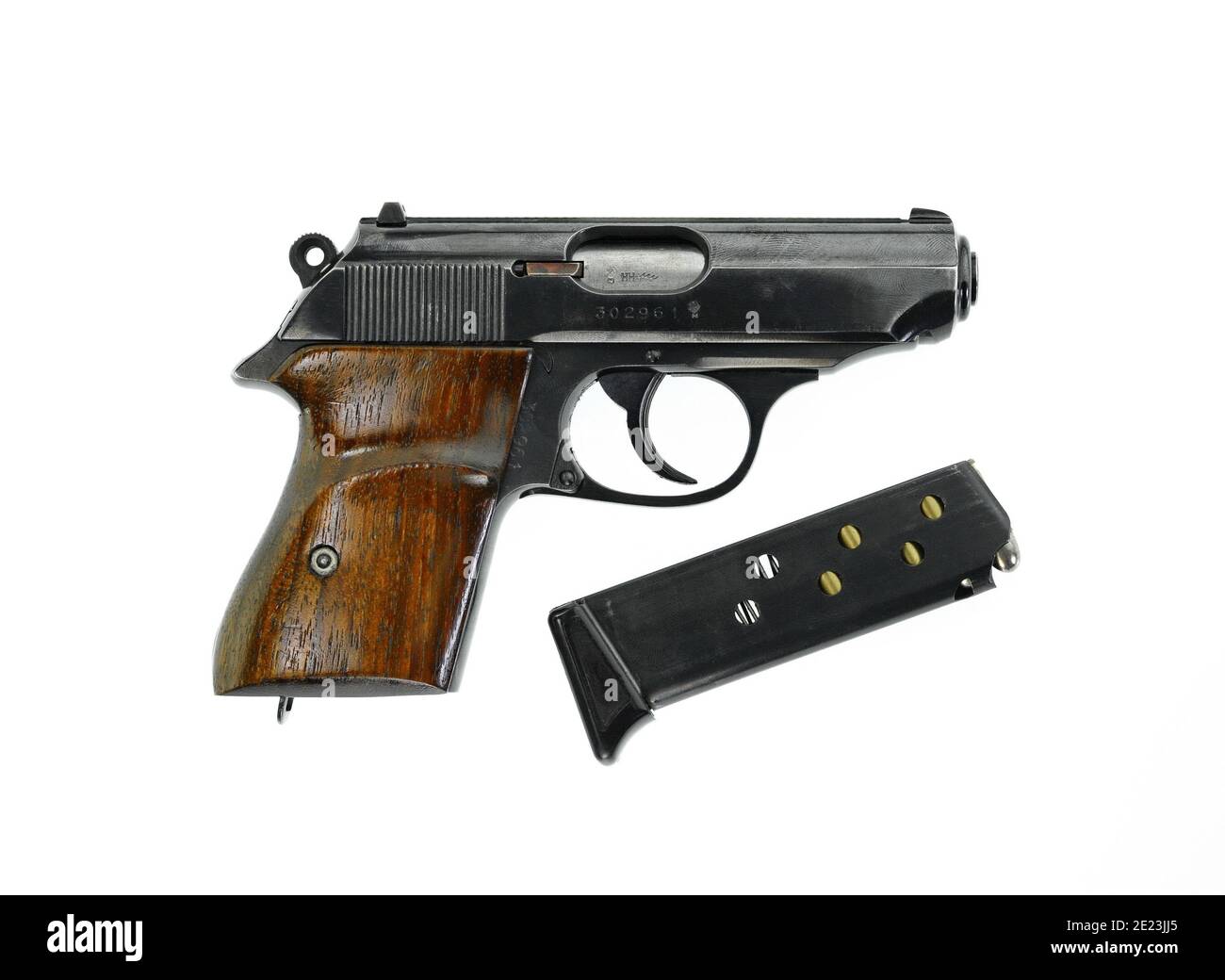 Studio shot of 7,65 mm gun with bullets Stock Photo - Alamy