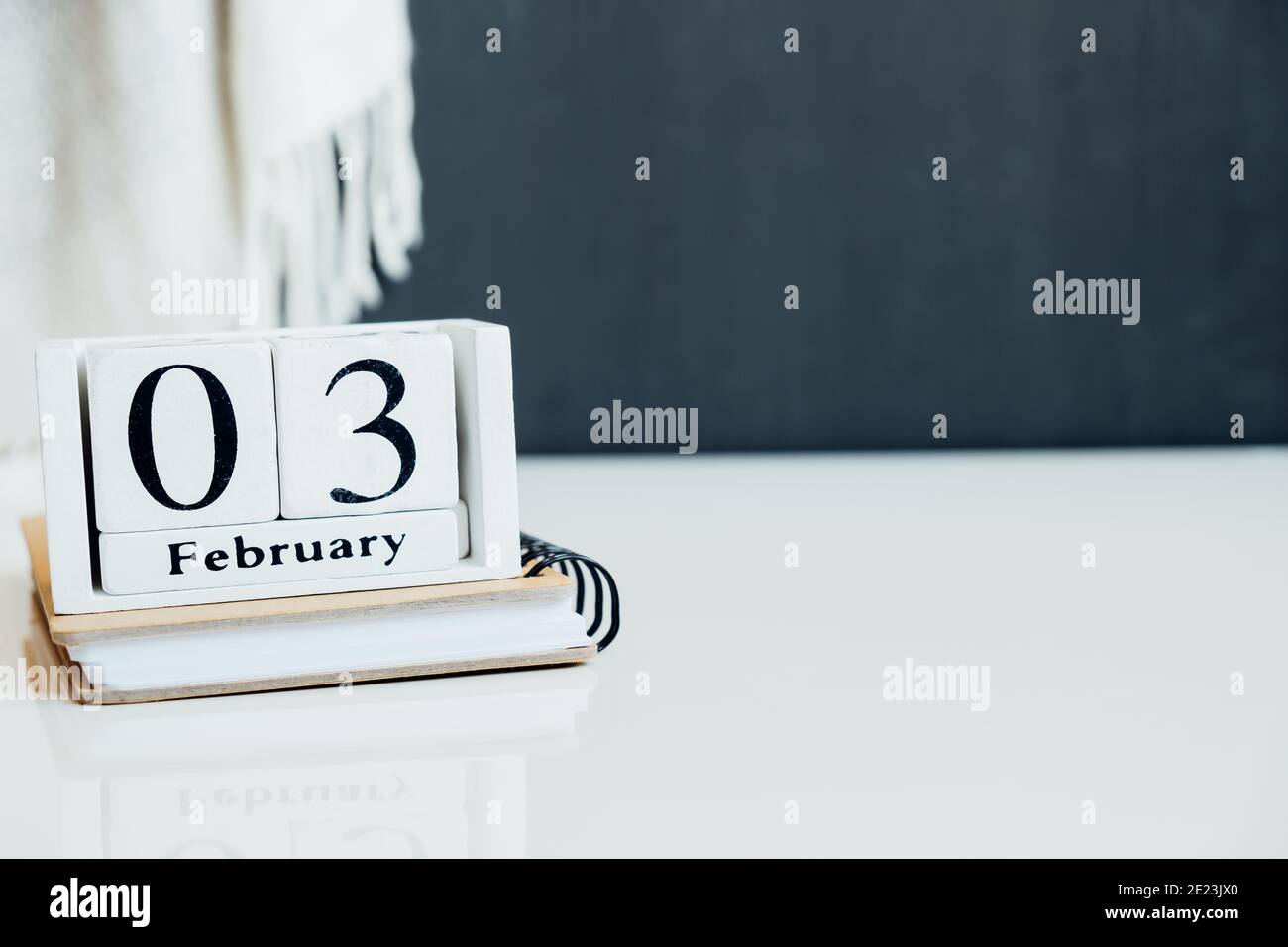 third day of winter month calendar february with copy space Stock Photo ...