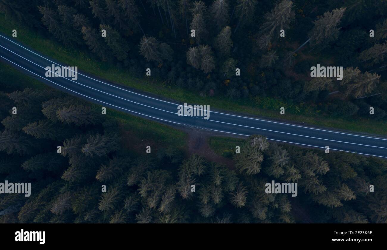 Night empty asphalt mountain road, top view Stock Photo - Alamy
