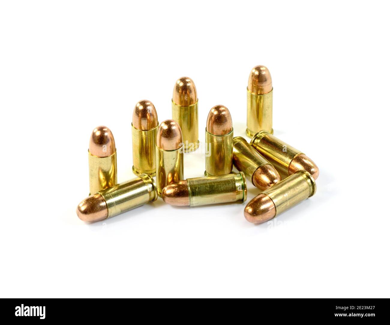 7.65 mm bullet for a gun isolated on white background Stock Photo - Alamy