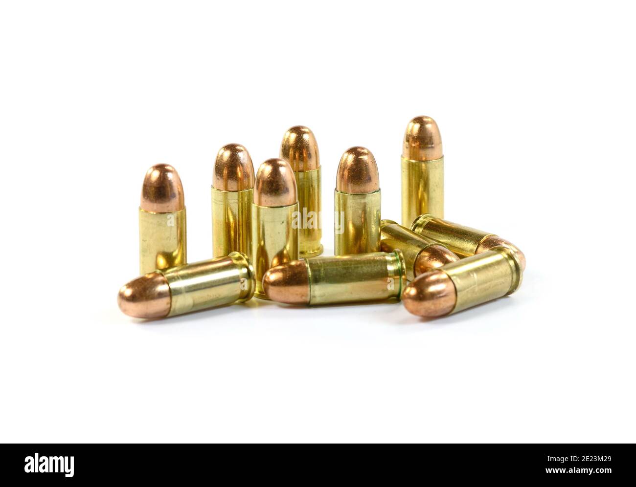 7.65 mm bullet for a gun isolated on white background Stock Photo - Alamy